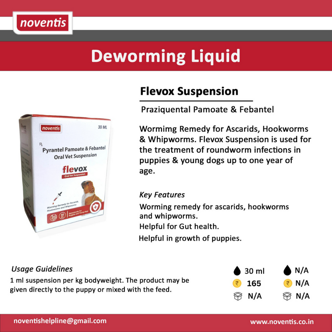 Flevox Oral Deworming Liquid for pups, 30 ml — Noventis Healthcare