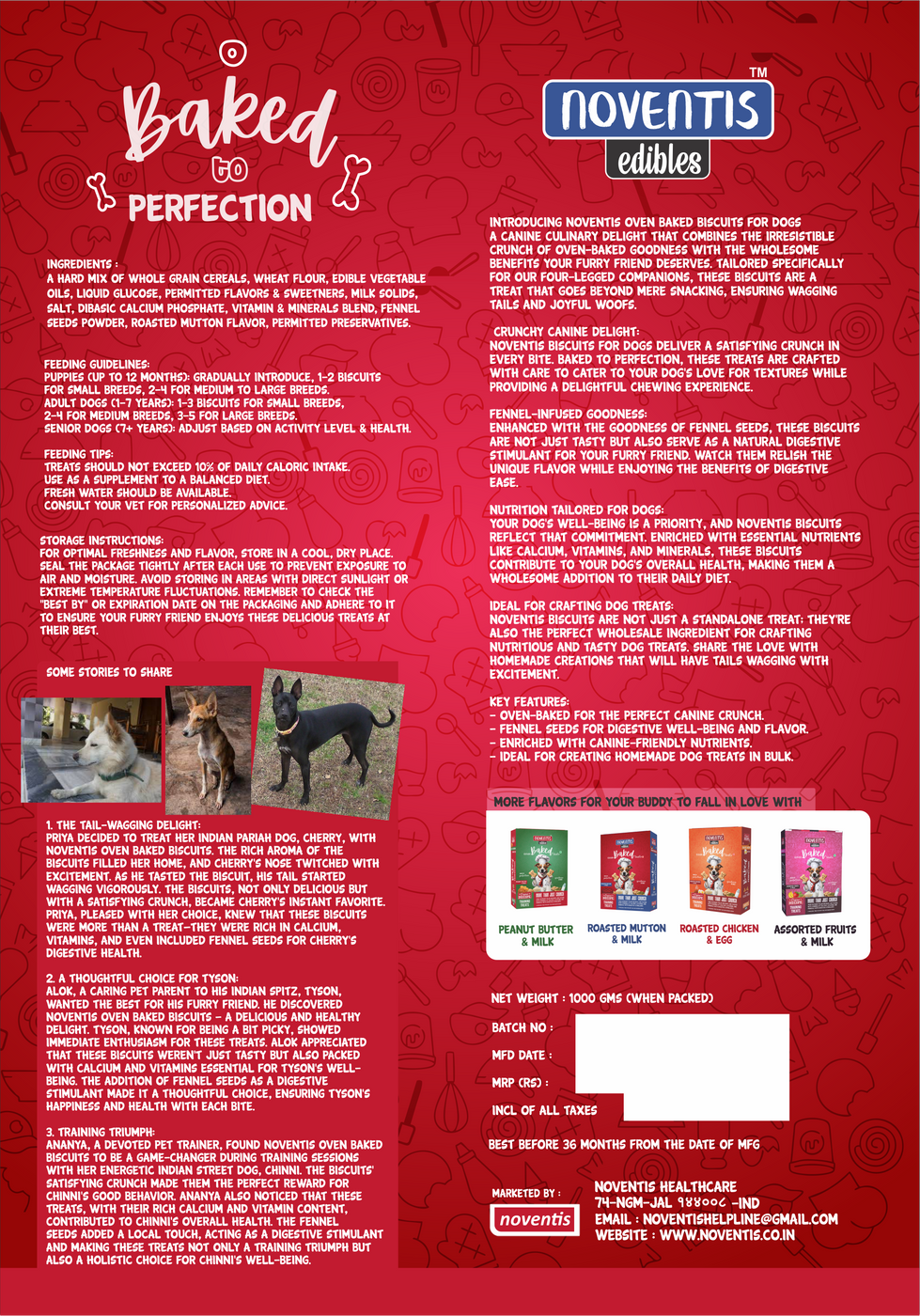 Noventis Roasted Mutton & Milk - Oven Baked Biscuits for Dogs ...